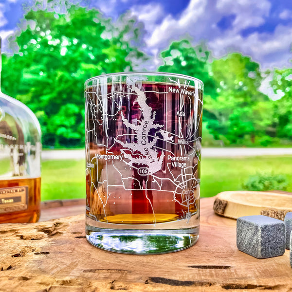 Map Glass Collection - Lone Star Etch